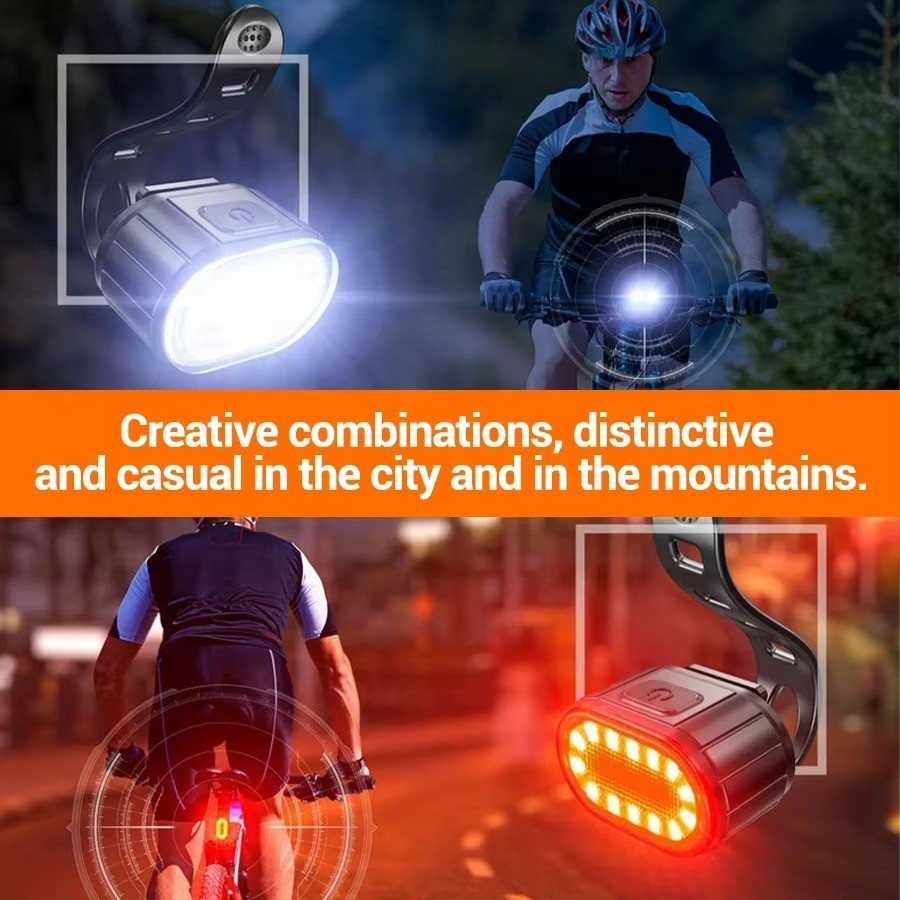 2x Mountain Bike Lights USB Rechargeable Bicycle LED Torch Front Rear ...