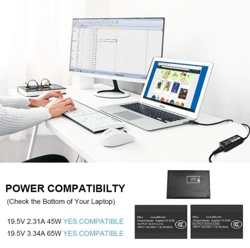 Charger for Dell Laptop Computer 65W 45W Round Tip Power Adapter | eBay