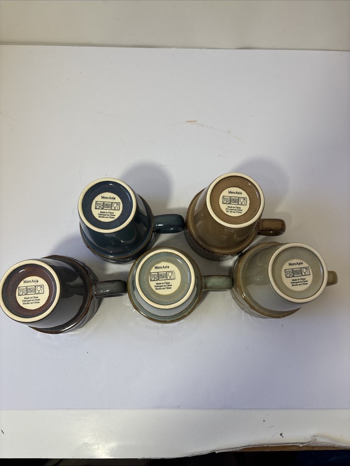 MercAsia Set Of 5 Ceramic Nesting Stacking Coffee Mug Cups With Stand ...