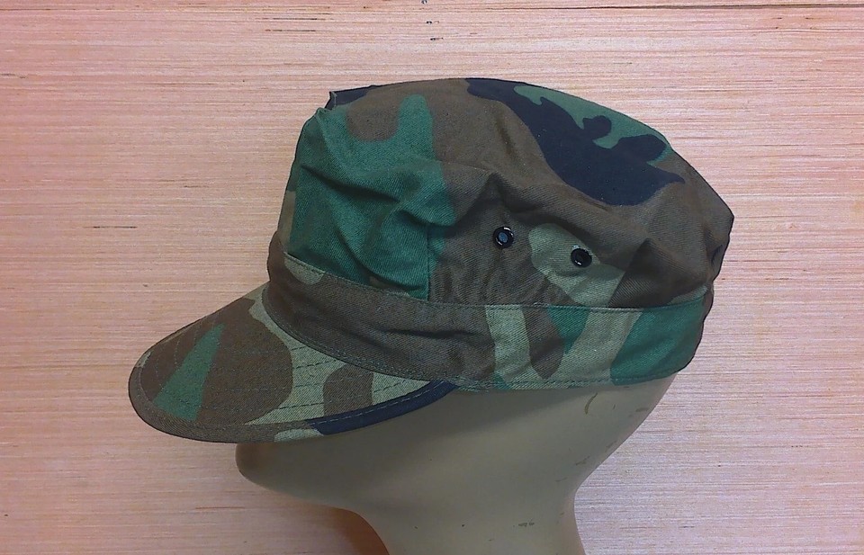US Marine Corps USMC EGA Woodland Camo 8 Point Utility Cover Hat Cap ...