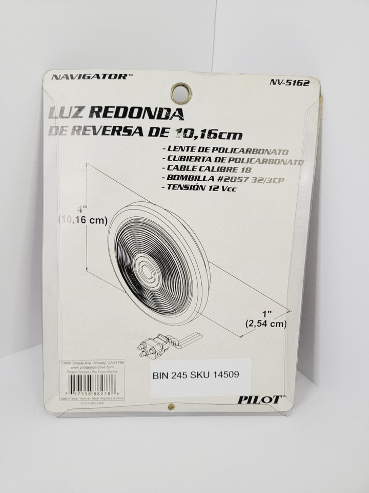 Pilot Navigator NV-5162 4" Round Reverse Tail Light 12V 18 Gauge Wire ...