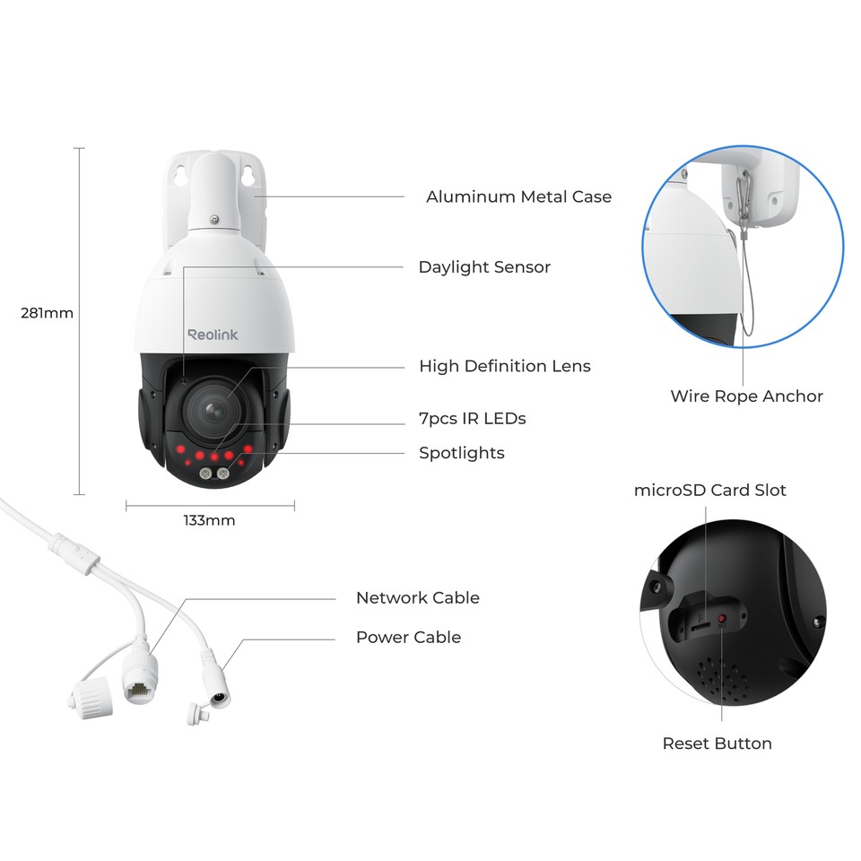 Reolink RLC-823S2 4K PTZ PoE Security Camera with 16X Optical Zoom 360 ...
