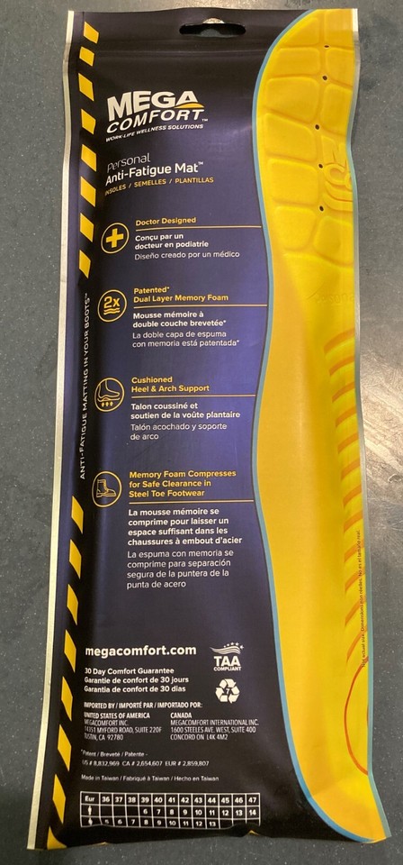 Mega Comfort Personal Anti-Fatigue Mat Insole. SIZE MENS 12 | eBay