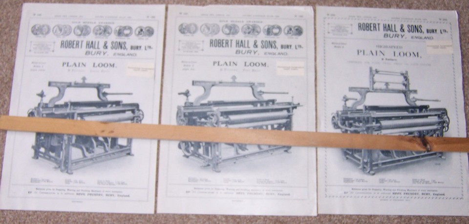 ROBERT HALL & SONS BURY ENGLAND, POWER LOOMS PREP & FINISHING MACHINERY ...