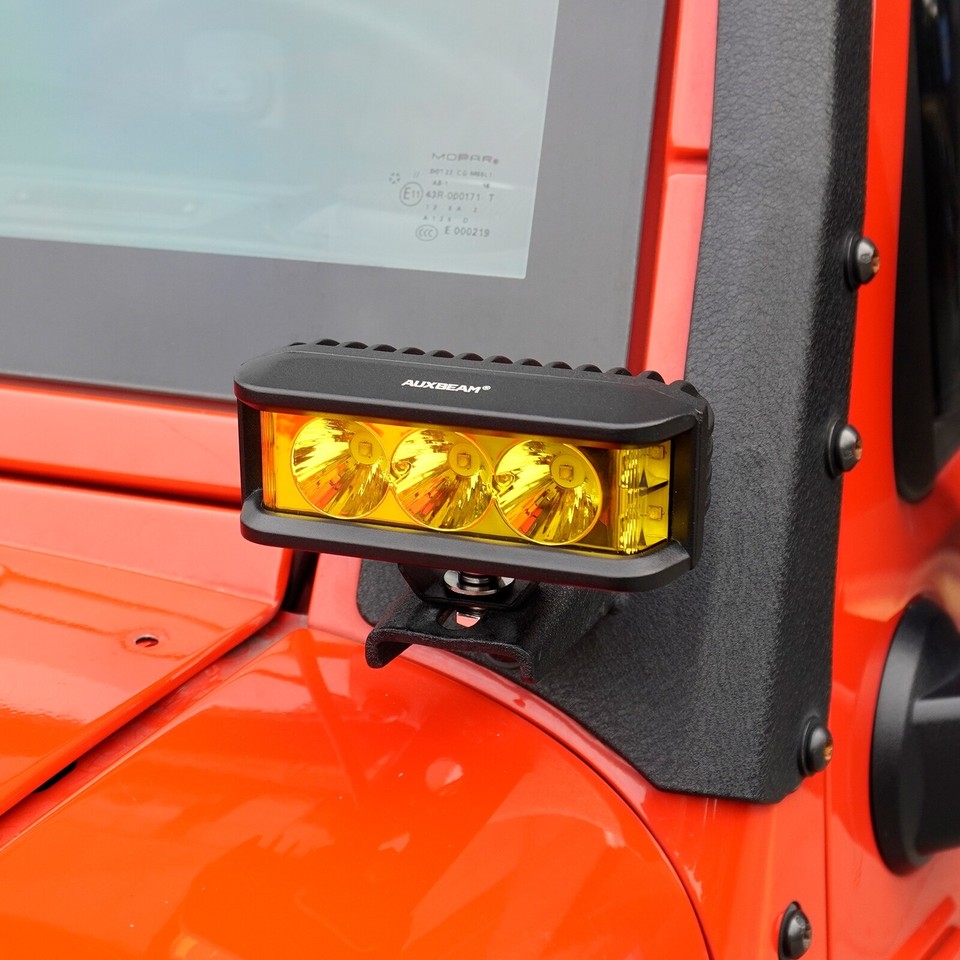 5 INCH LED LIGHT BAR SQUARE SIDE SHOOTER LED POD LIGHTS AMBER YELLOW ...