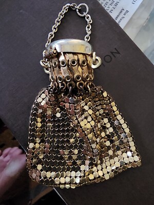 Vintage Gold Mini Mesh Expandable Coin Purse Evening Bag With Chain | eBay