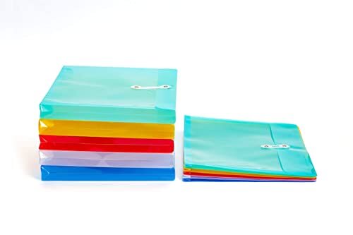 6Pcs Plastic Letter Size Envelopes File Folders with Button & String ...