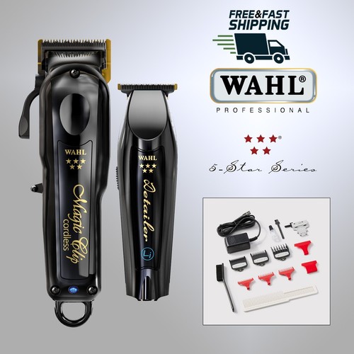 Wahl Cordless Barber Combo Black Magic Clip Clipper & Detailer Trimmer ...