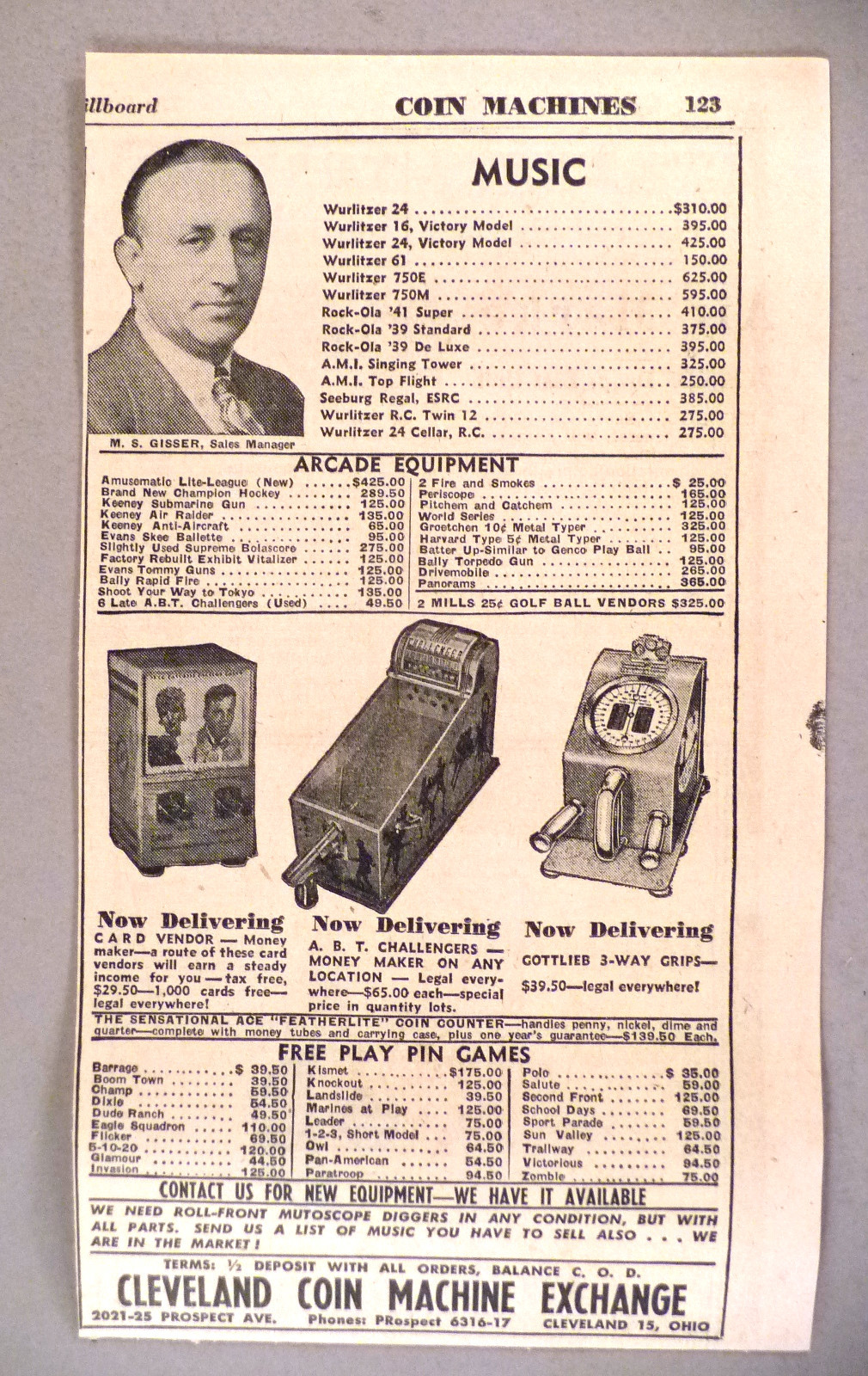 Arcade Pinball Games & Jukebox PRINT AD - 1946 ~Cleveland Coin Machine ...