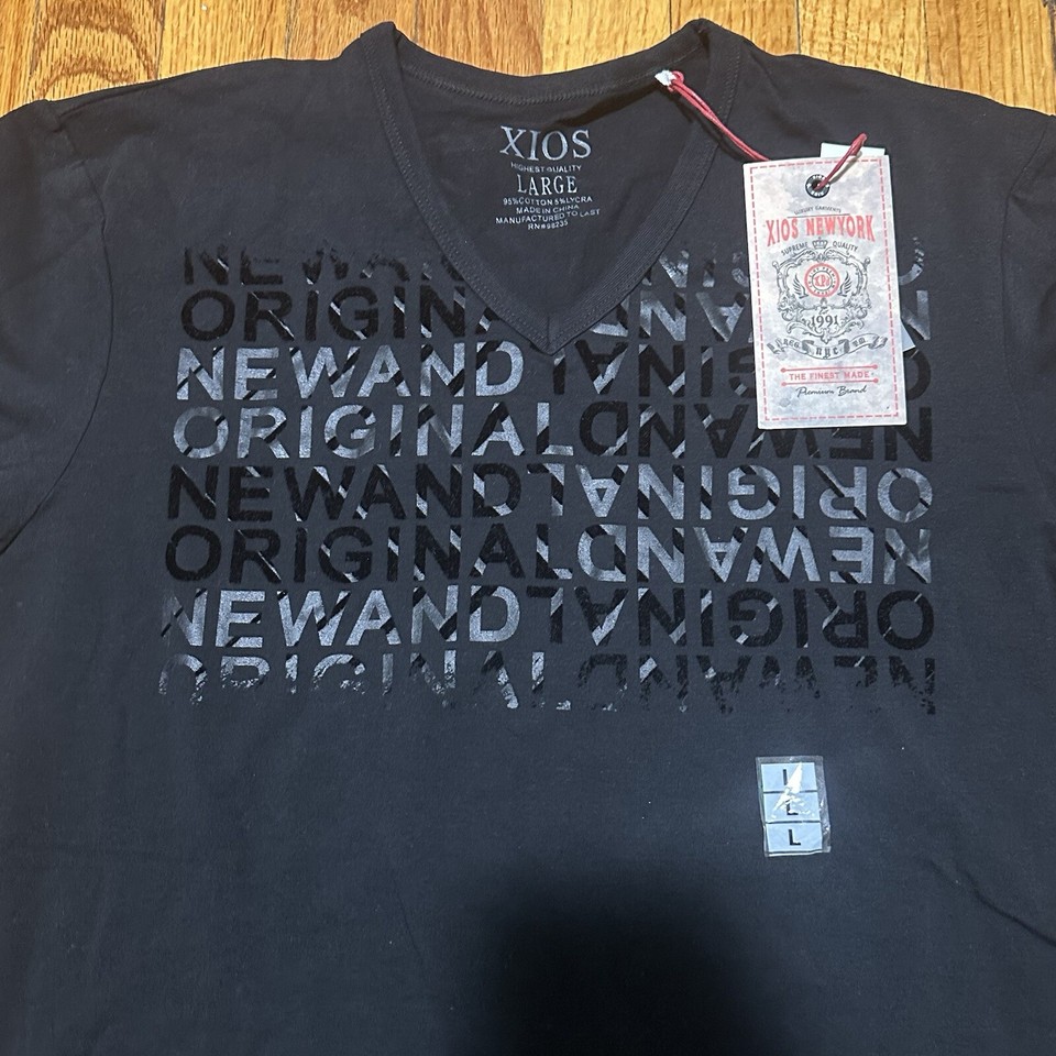 XIOS New York Graphic TShirt Long Sleeve Mens Large Base Layer Shirt V ...