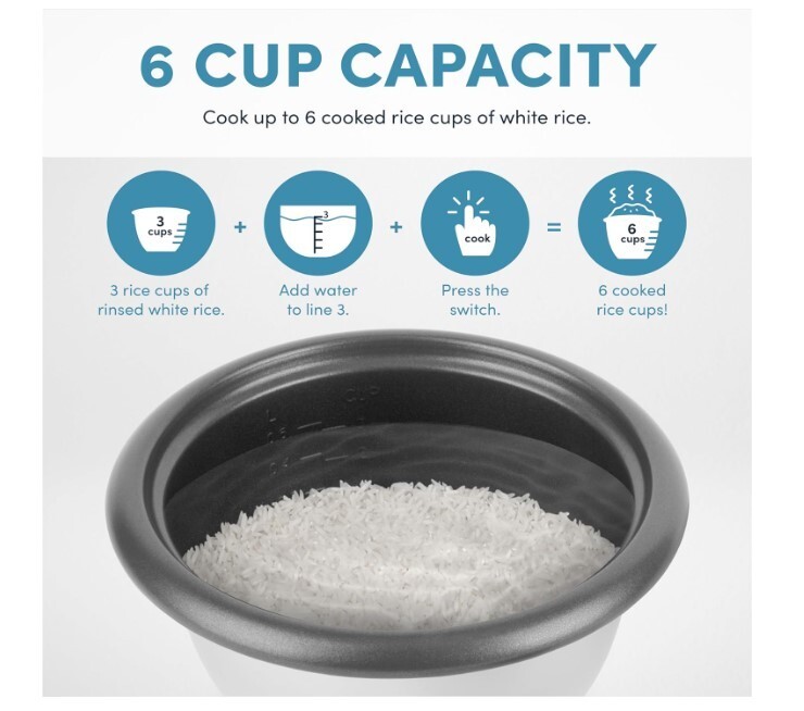 Aroma 6-Cup (Cooked) 1.5 Qt. One Touch Rice Cooker, White (ARC-363NG ...