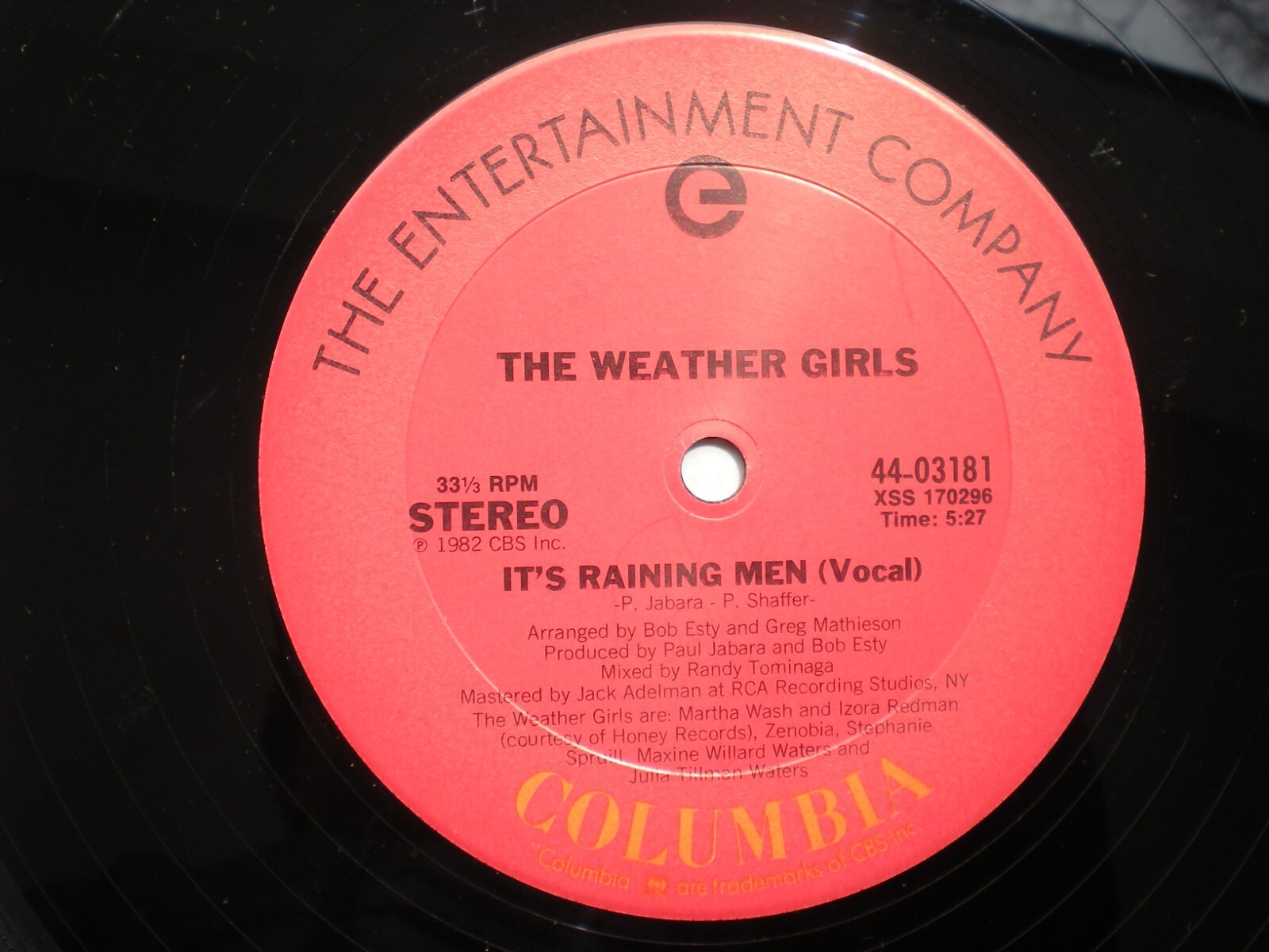 The Weather Girls "It's Raining Men" Vinyl 12" single COLUMBIA 44-03181 ...