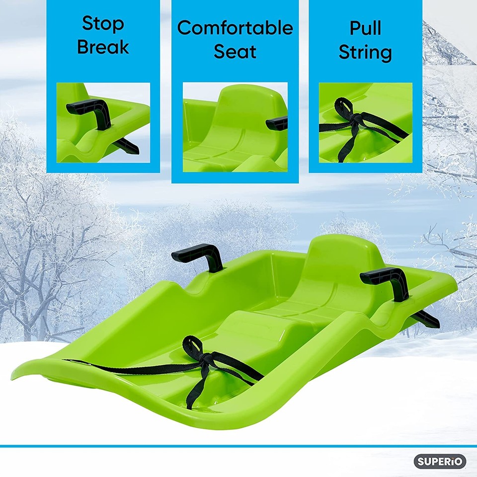 Superio Downhill Snow Sled with Brake Handles for Kids and Adults, 35 ...