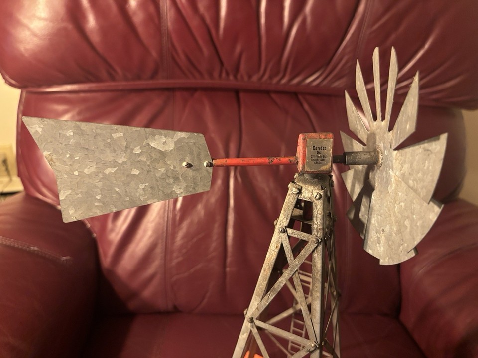 Vintage Metal Windmill Salesman Sample Galvanized Steel 17" Nebraska ...