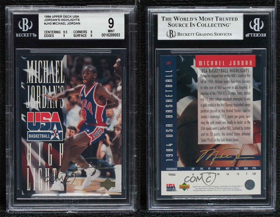 1994 USA Basketball Jordan's Highlights Michael Jordan #JH3 BGS 9 MINT ...