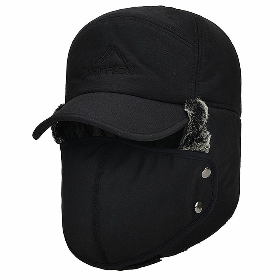 Winter Warm Fleece Lined Hat Windproof Ski Cap with Ear Flaps for Cold ...