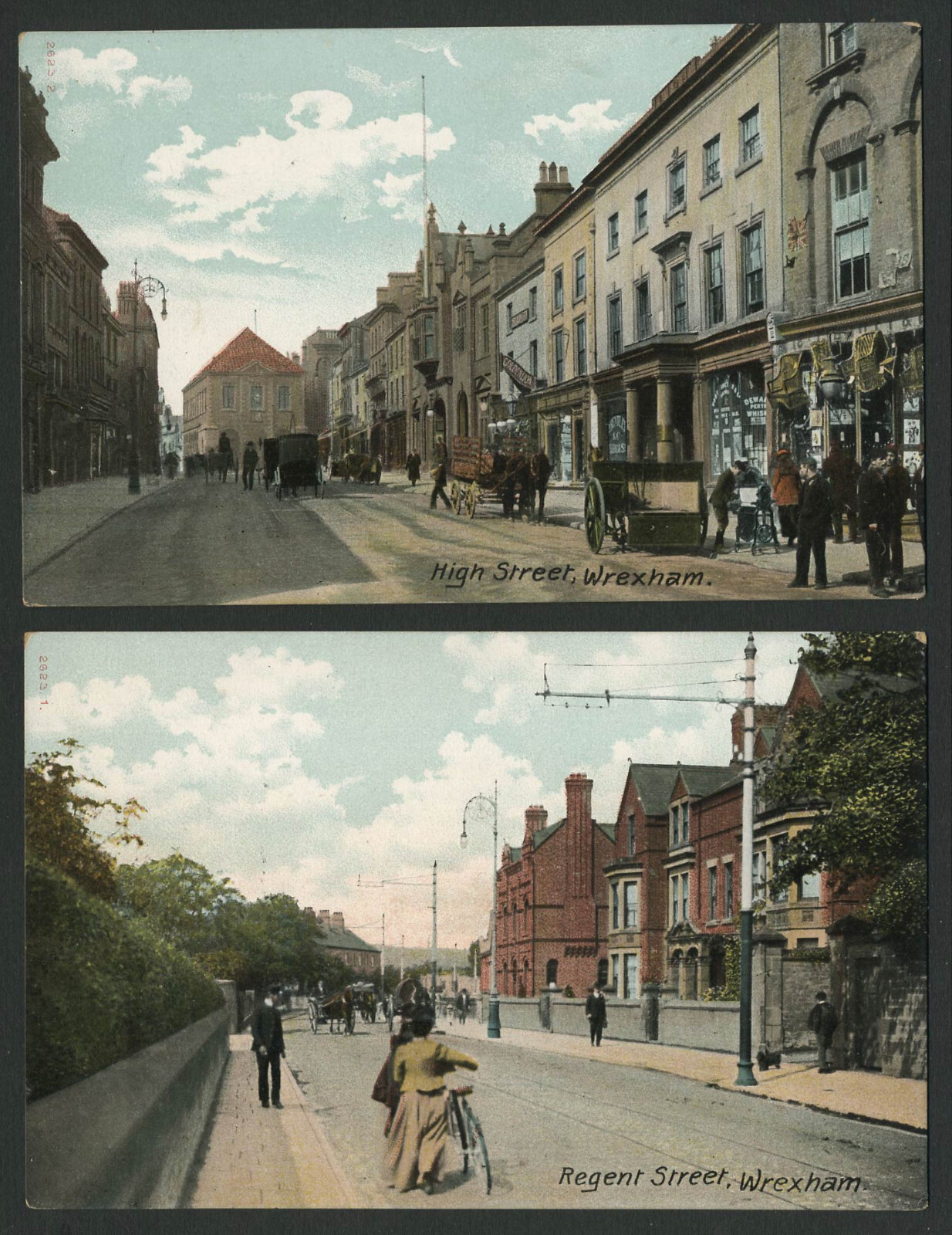 Wrexham Wales: Lot of Two c.1910s Postcards HIGH STREET, REGENT STREET ...