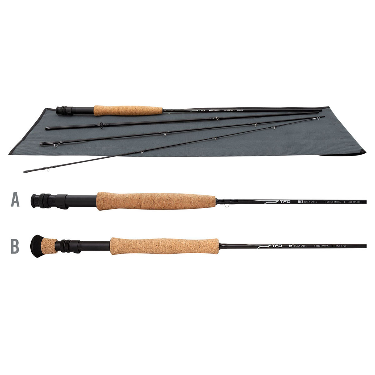 TFO NXT Black Label 6wt 9ft 4pc Fly Fishing Rod w/ Rod Sock TF-06-90-4 ...