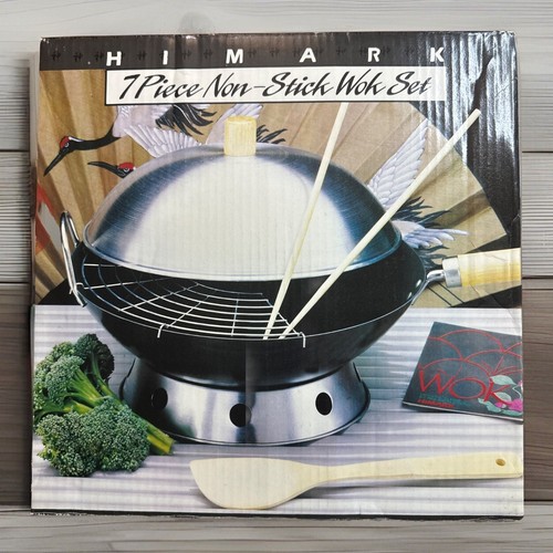 Himark Wok Set Non Stick Steamer Rack Vintage 7-Piece Asian Cuisine ...
