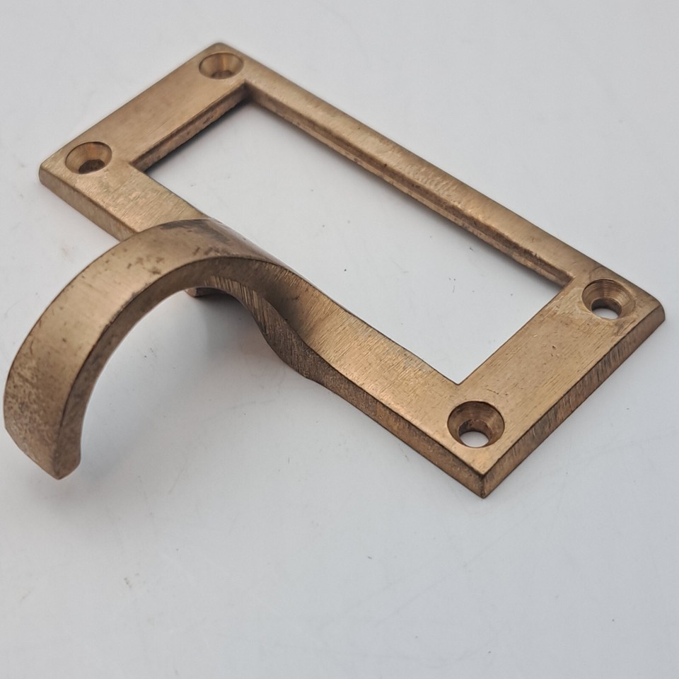 35 Vintage Brass Index Card Drawer Label Holder Library Catalog File ...
