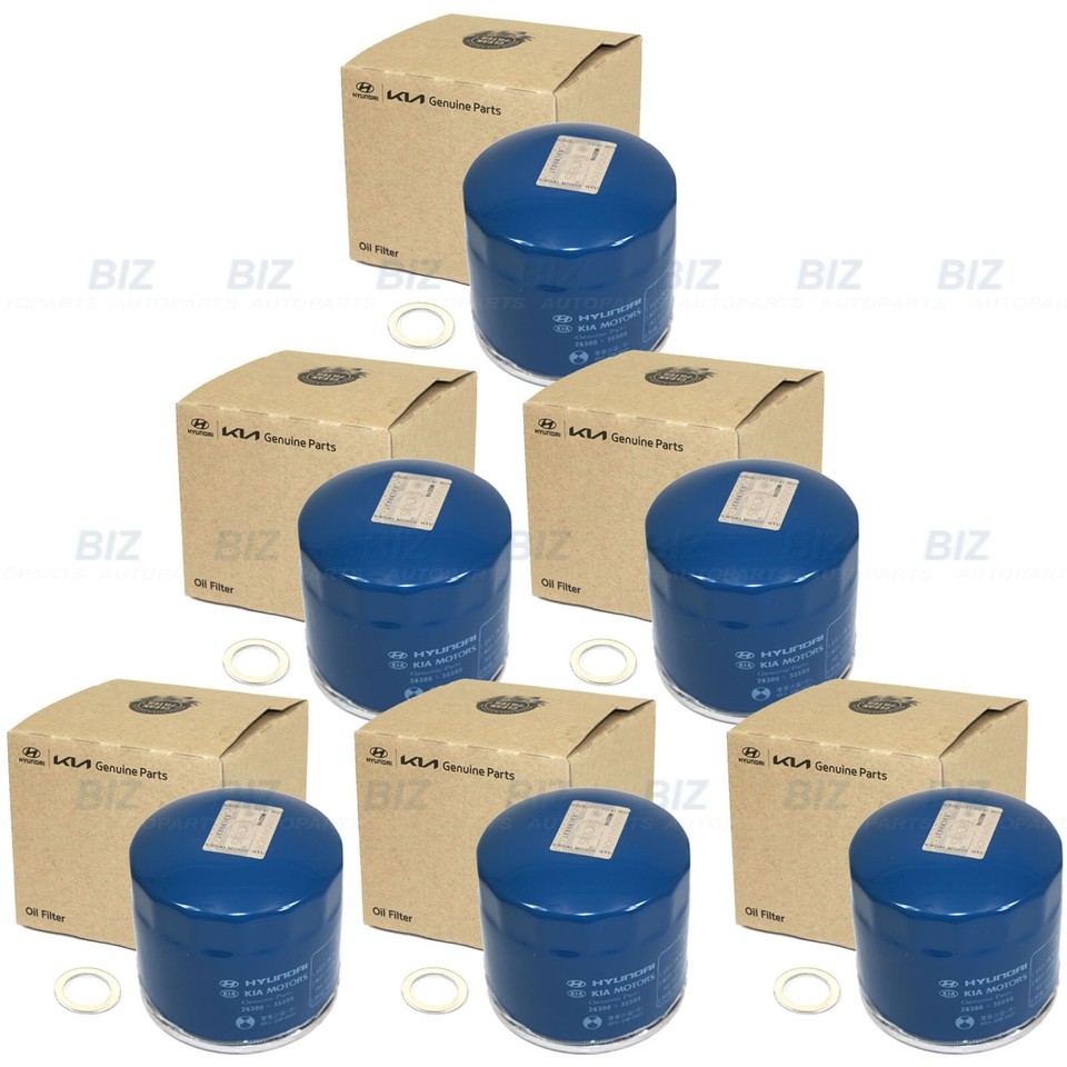 ⭐GENUINE OEM⭐6PACK Oil Filters w/ Washers for Genesis Hyundai Kia 26300 ...