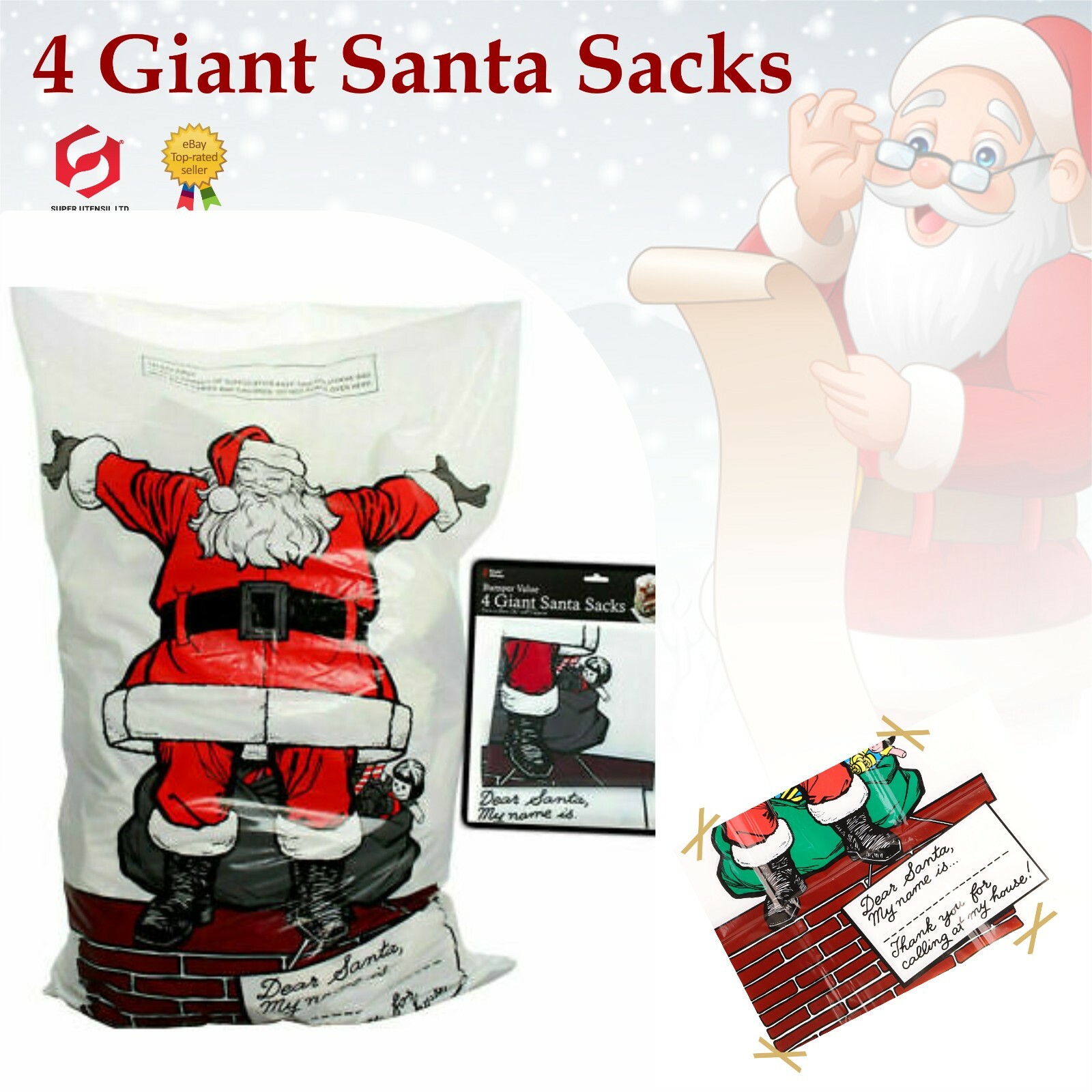 Giant Santa Sacks Stocking Merry Christmas Extra Large Xmas Gift ...