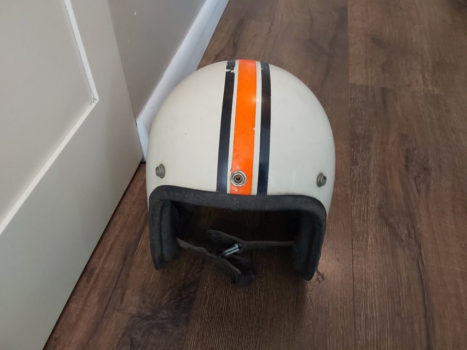 3 Vintage Bell RT Racing Motorcycle Helmet 7 1/4 White, Super Magnum ...