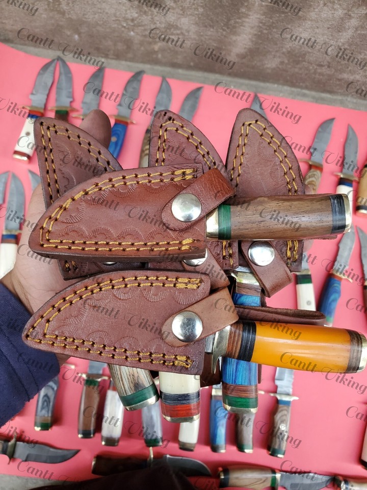 LOT OF 20 PC CUSTOM HANDMADE DAMASCUS STEEL 6" CAMPING & HUNTING KNIVES ...