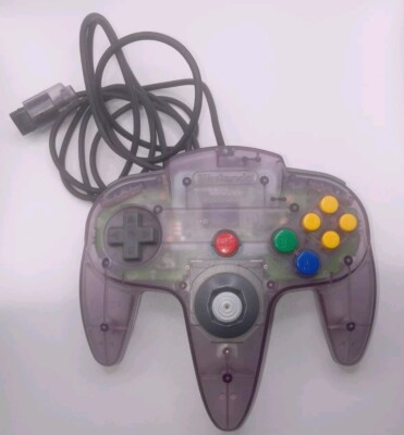 Excellent Nintendo N64 Clear Atomic purple Controller OEM TIGHT STICK ...