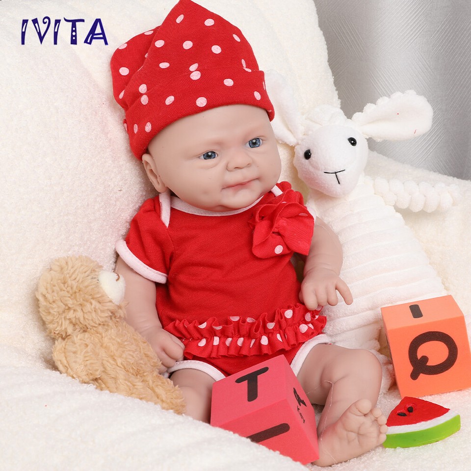 Smile Girl Soft Dolls 14“ Lifelike Silicone Reborn Baby Vivid Doll Xmas ...