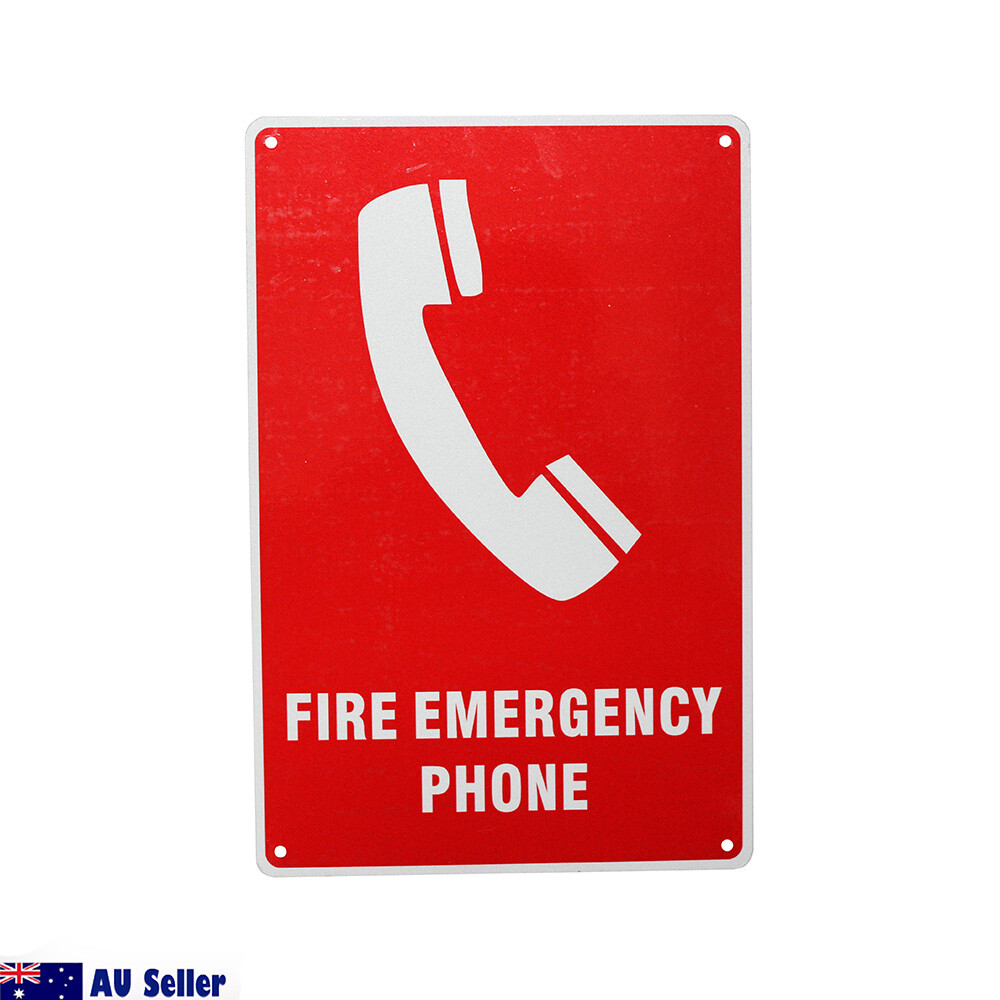 2x Warning Notice Fire Emergency Phone Sign 200x300mm Safety Metal Al ...