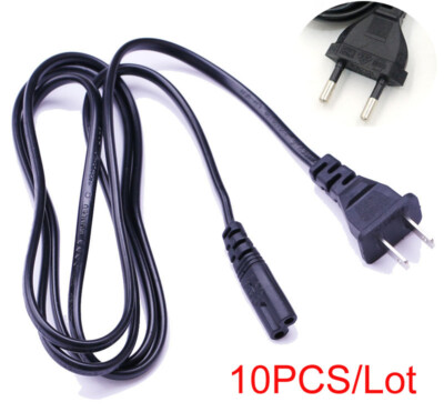 10x 2 Prong 2Pin AC Power Cord Charger Adapter Cable For PS2 PS3 Slim ...