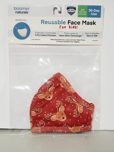 Boomer Naturals Face Mask Unisex Kids & Adult Sizes Reindeer Santa ...
