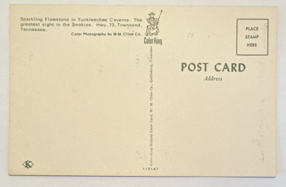 Tuckaleechee Caverns Sparkling Flowstone Townsend Tennessee TN Vintage ...