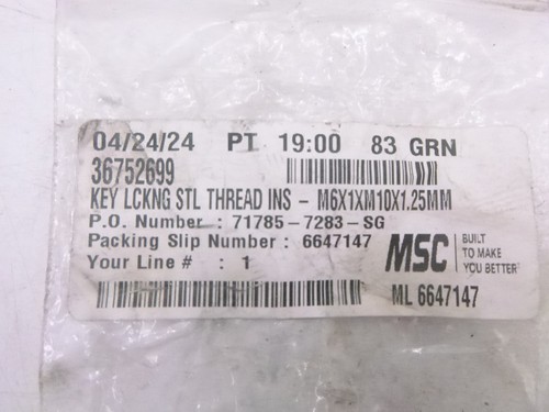12 Pack MSC Key Locking Thread Insert 36752699 | eBay
