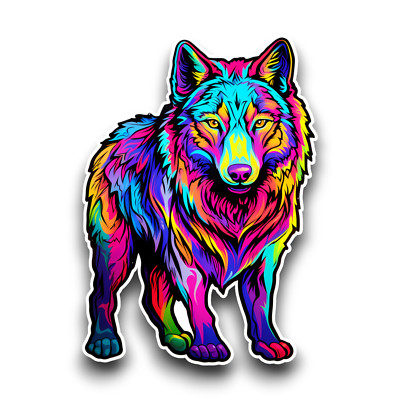Beautiful Neon Wolf Animal Vinyl Sticker Decal Car Laptop Scrapbook ...