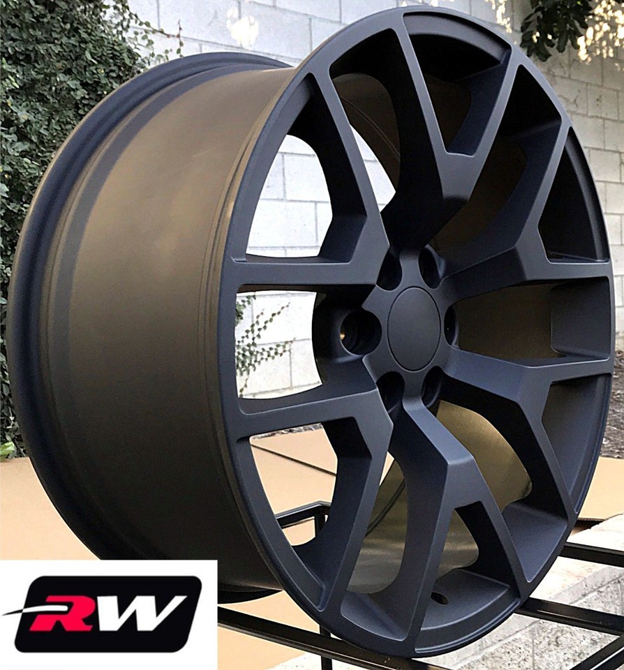 22" inch 22 x9" Wheels for Chevy Suburban Matte Black GMC Sierra 2014 ...