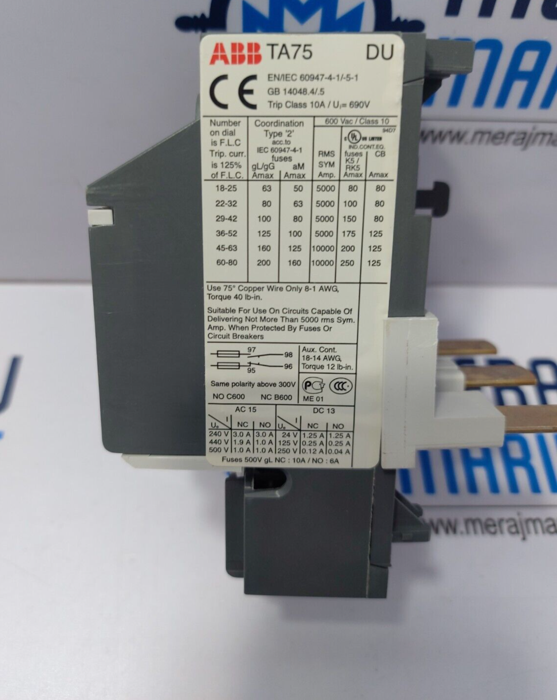 ABB Ta75 Du Overload Relay 45-63 Amp TA75DU for sale online | eBay