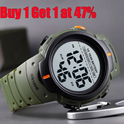 Mens Military Sports LED Large Face Digital Watch Screen Large Face ...