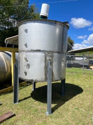 1000 Gallon 316L Stainless Steel Mix w Lightnin Tank Cone Bottom Open ...
