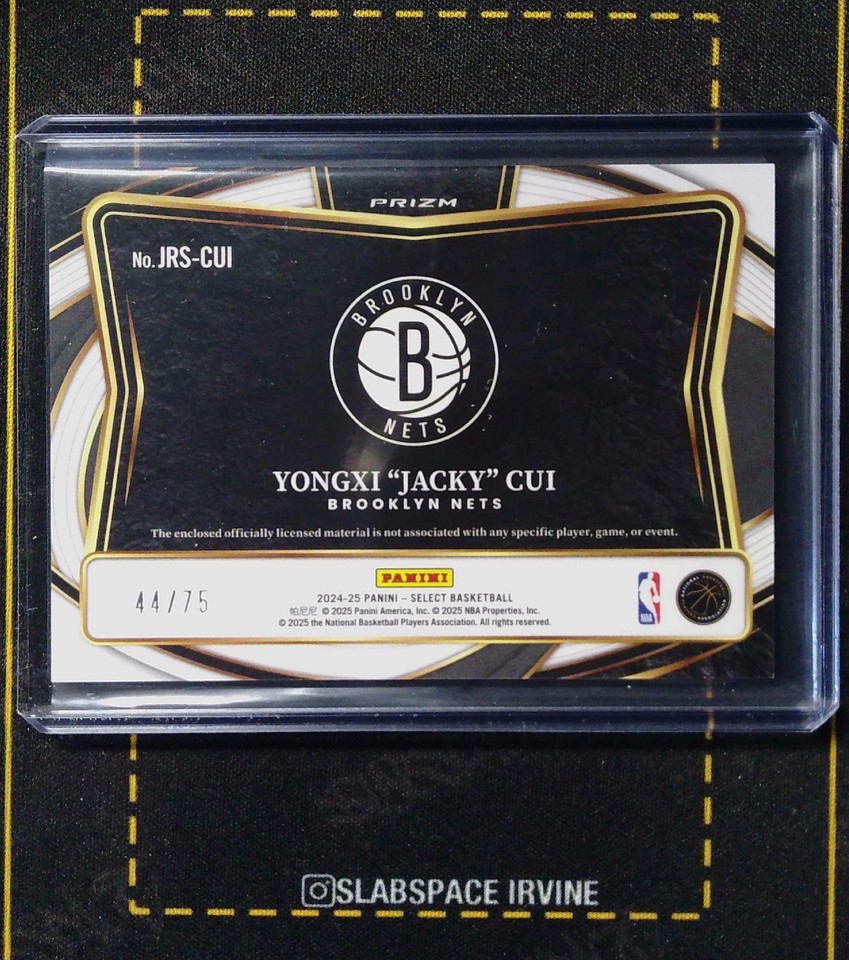 2024-25 SELECT YONGXI "JACKY" CUI RC JUMBO ROOKIE SWATCHES BLUE /75 KY ...