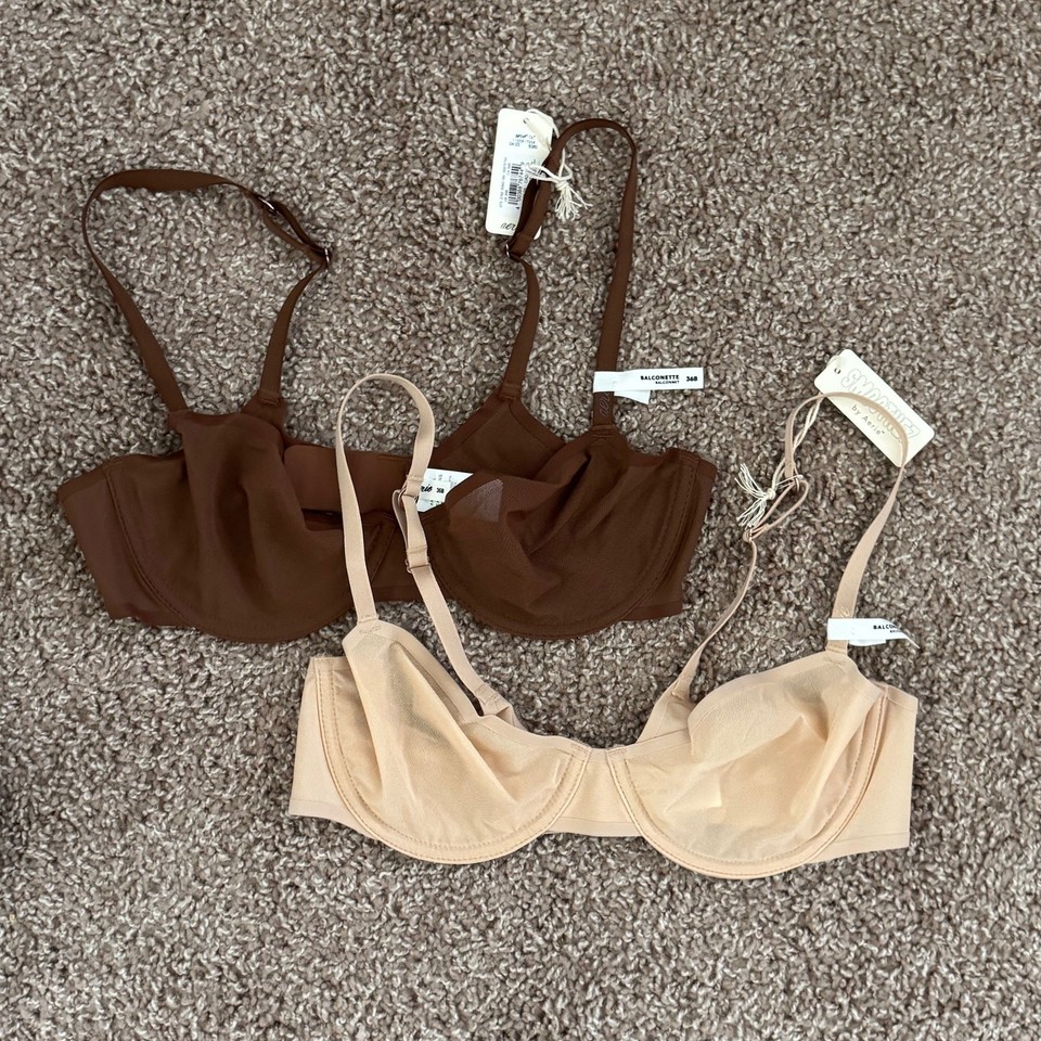 Lot of 2 NWT Aerie Smoothez Balconette Neutral Bra Unlined Sheer ...