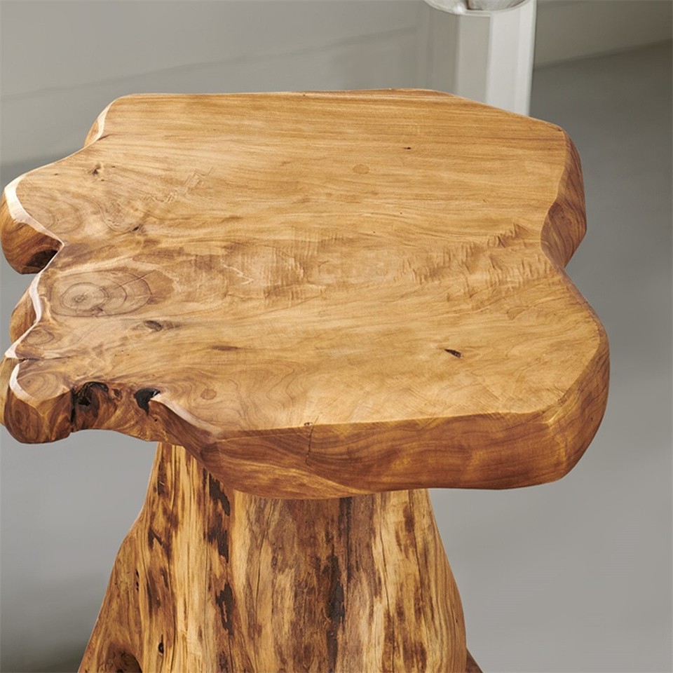 Rustic Cedar Roots Flower Stand Stool, Tree Stump Stool Side Table 19.5 ...