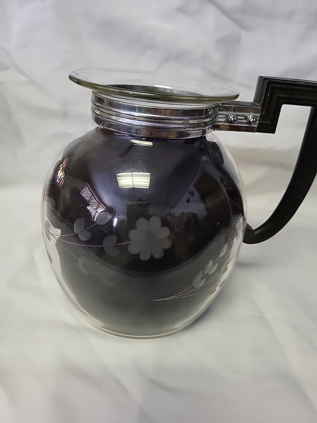 Vtg Pyrex 84-66 Glassware Teapot Coffee Pot with Glass Lid Floral Etched | eBay UK