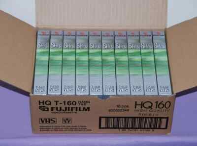 Box of 10 Fujifilm VHS 8 Hrs High Quality T-160 Blank VHS Videocassette ...