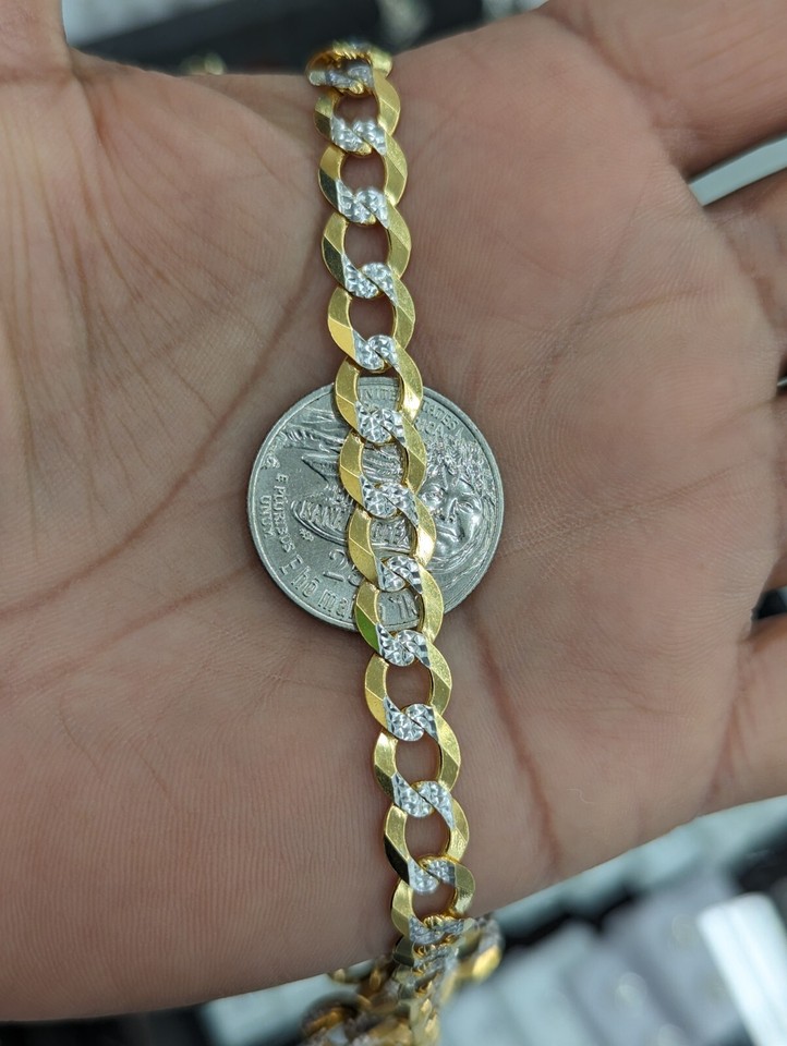 Real 14kt Solid Gold Cuban Curb Diamond cut Chain 8.3mm for Men and ...