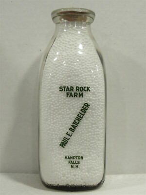 SSPQ Milk Bottle Star Rock Farm Paul E Batchelder Dairy Hampton Falls ...