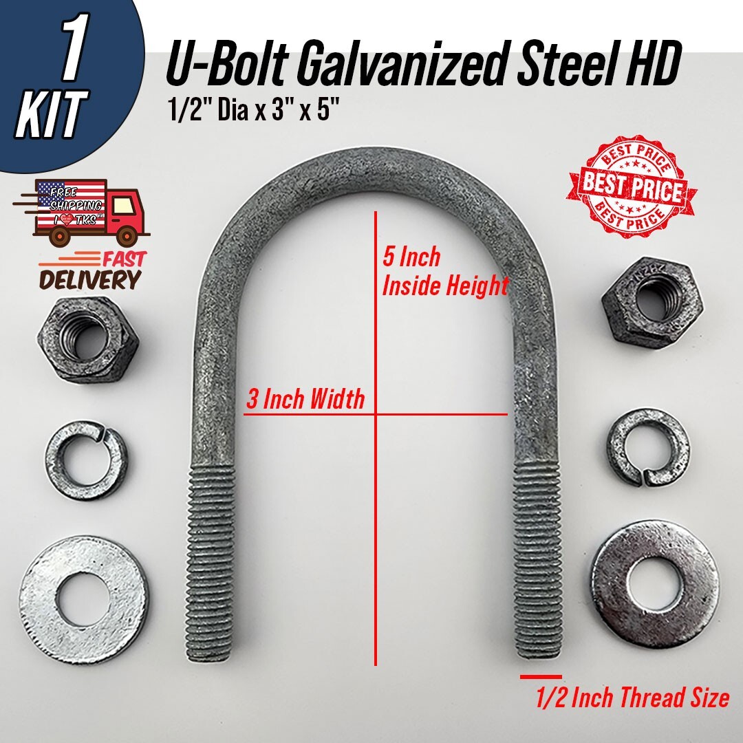 3 5 Inch U Bolt Everbilt 5/16 X 4 1/4 X 1 3/4 In U Bolt In Zinc 1pc