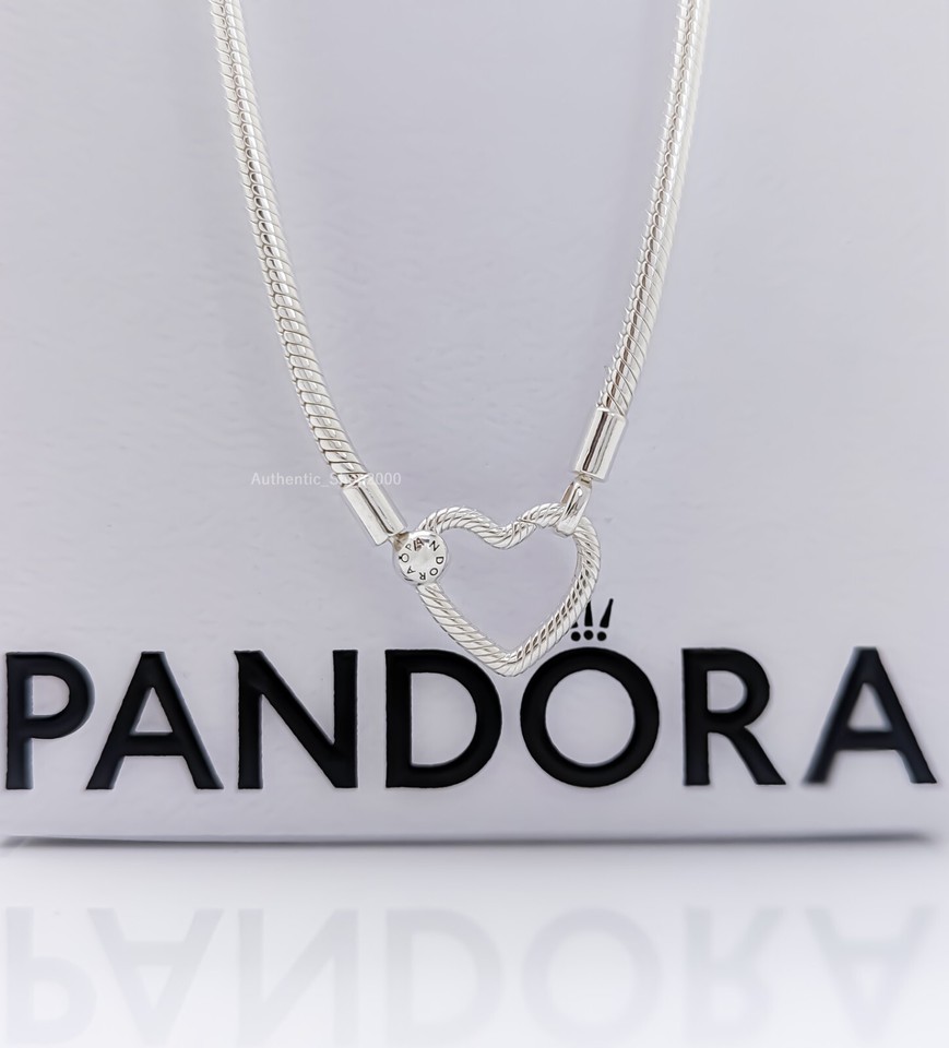 NEW 100% Authentic PANDORA 925 Ale Heart Closure Snake Chain Necklace ...