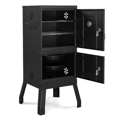 Outdoor Smoker with Double Doors, 2 Detachable Grill Netting Smoking ...